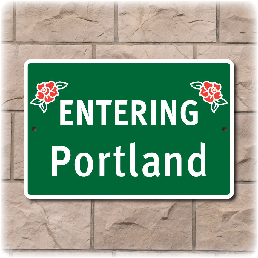 Entering Portland Rose Highway Sign – Travelsigns